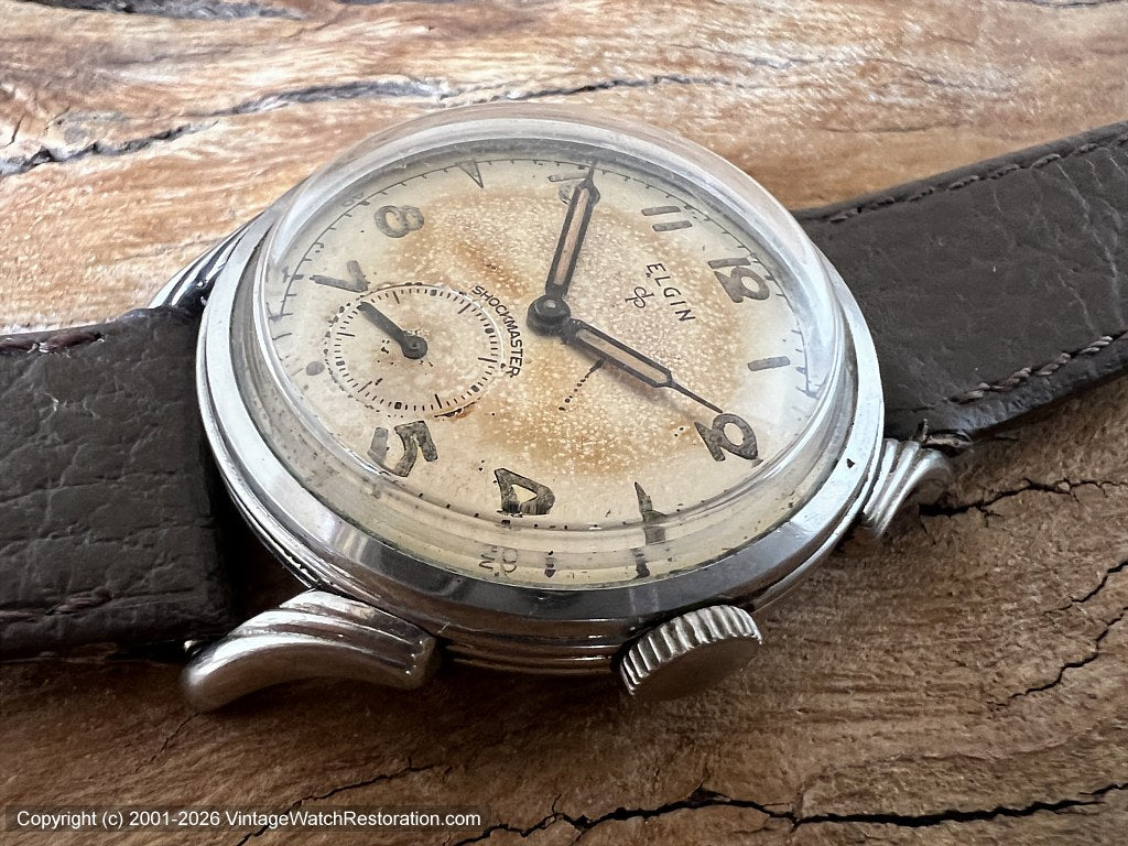Elgin Shockmaster Military Style with 'Angel Wing' Lugs , Manual, 32mm ...