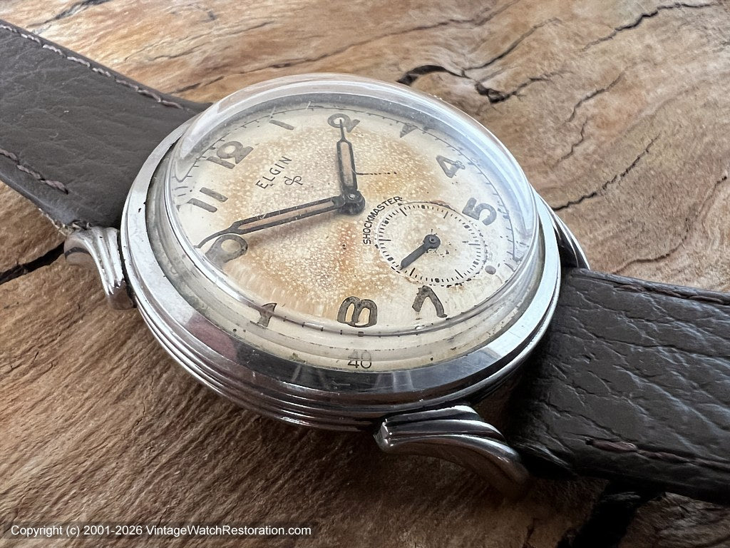 Elgin Shockmaster Military Style with 'Angel Wing' Lugs , Manual, 32mm ...