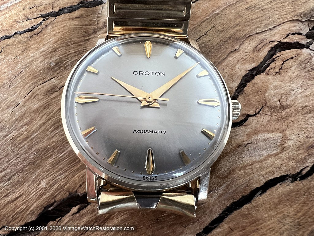 Croton 'Aquamatic' NOS Silver-Gray Dial with Original Box & Tags, Manu ...