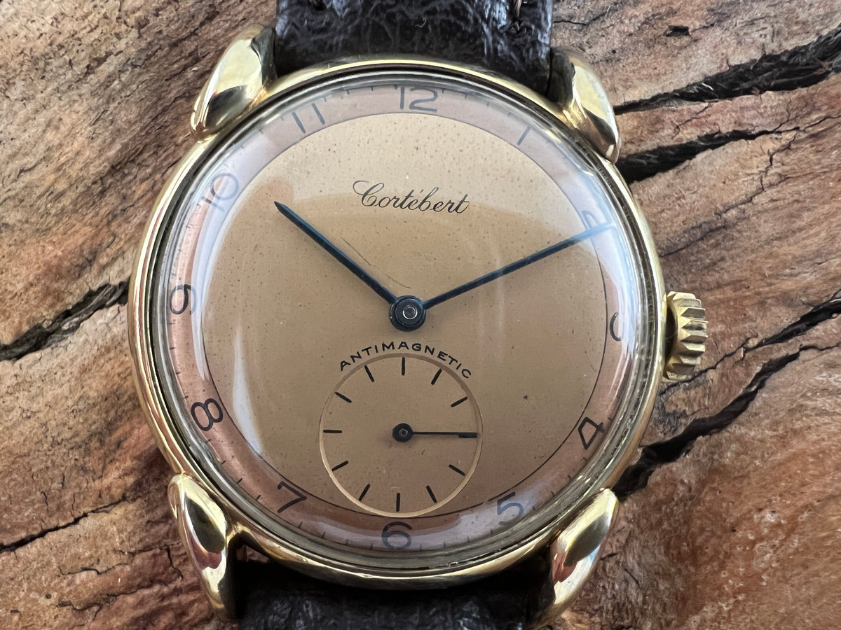 Cortebert Two-Tone Copper and Bronze in Tear Drop Lug Case, Manual, 34 ...