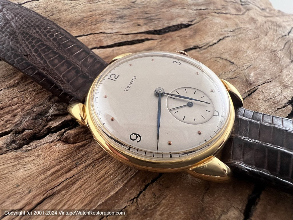 Zenith with Perfect Pearl White Dial and Beefy Teardrop Lugs, Manual ...