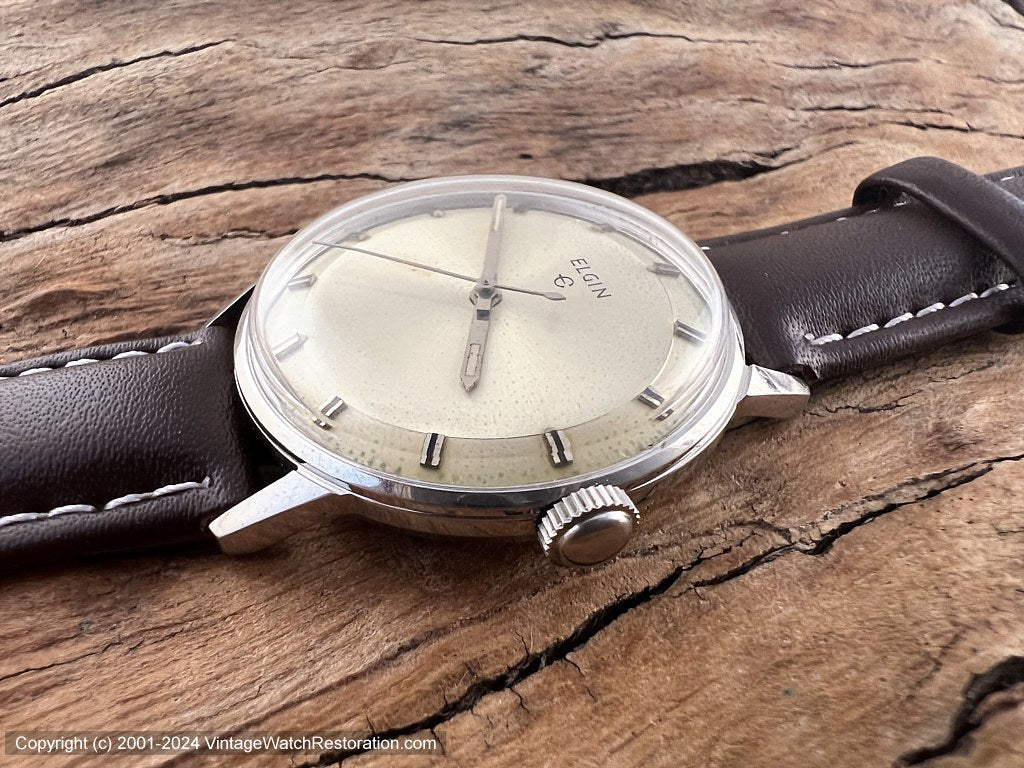 Elgin Light Champagne Pie-Pan Dial, Manual, Large 34mm – Vintage Watch ...
