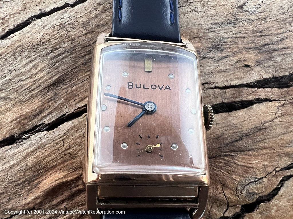 Bulova Copper Dial, Steel Blue Hands and Curved Crystal, Manual, 21.5x ...