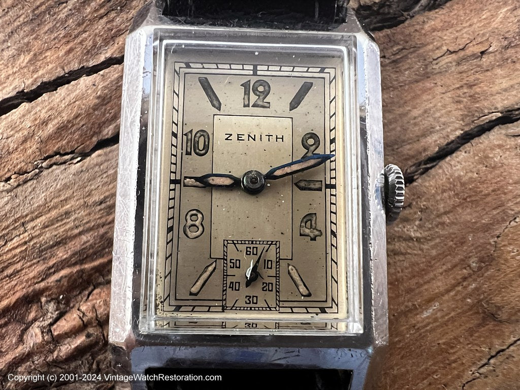 Zenith Rectangular Case Golden Two-Tone Dial, Manual, 22.5x37mm ...