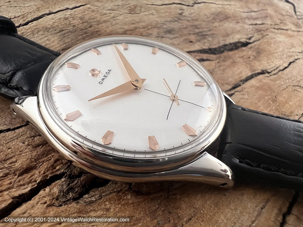 Omega Pure White Dial and Gold Markings, Manual, Huge 38.5mm – Vintage ...