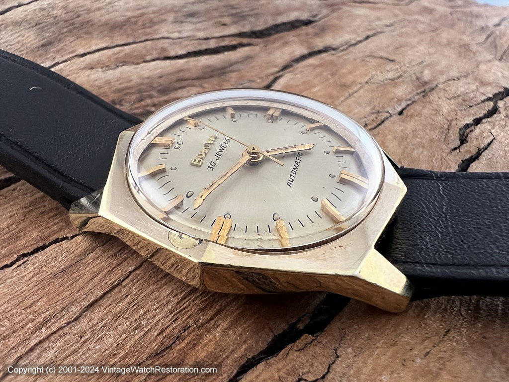 Bulova 30 Jewels Gold Dial in Octagonal Case, Automatic, 34x34mm ...