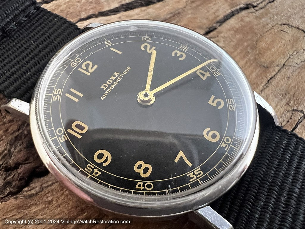 Doxa Black Military Dial with Gold Markings, Manual, 33mm – Vintage ...