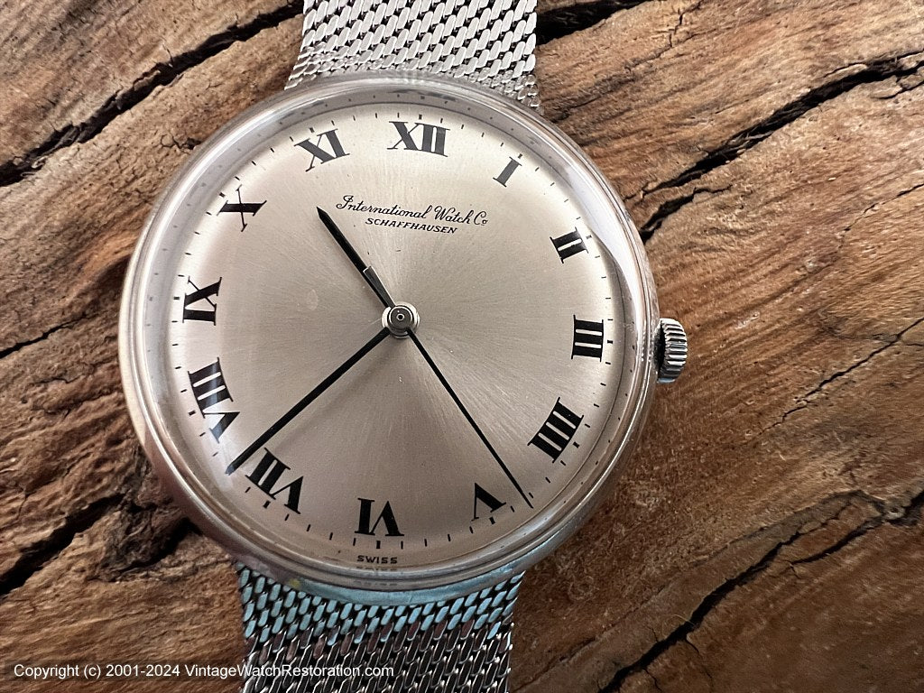 IWC Silver Dial with Bold Black Roman Numerals, Manual, 34.5mm ...