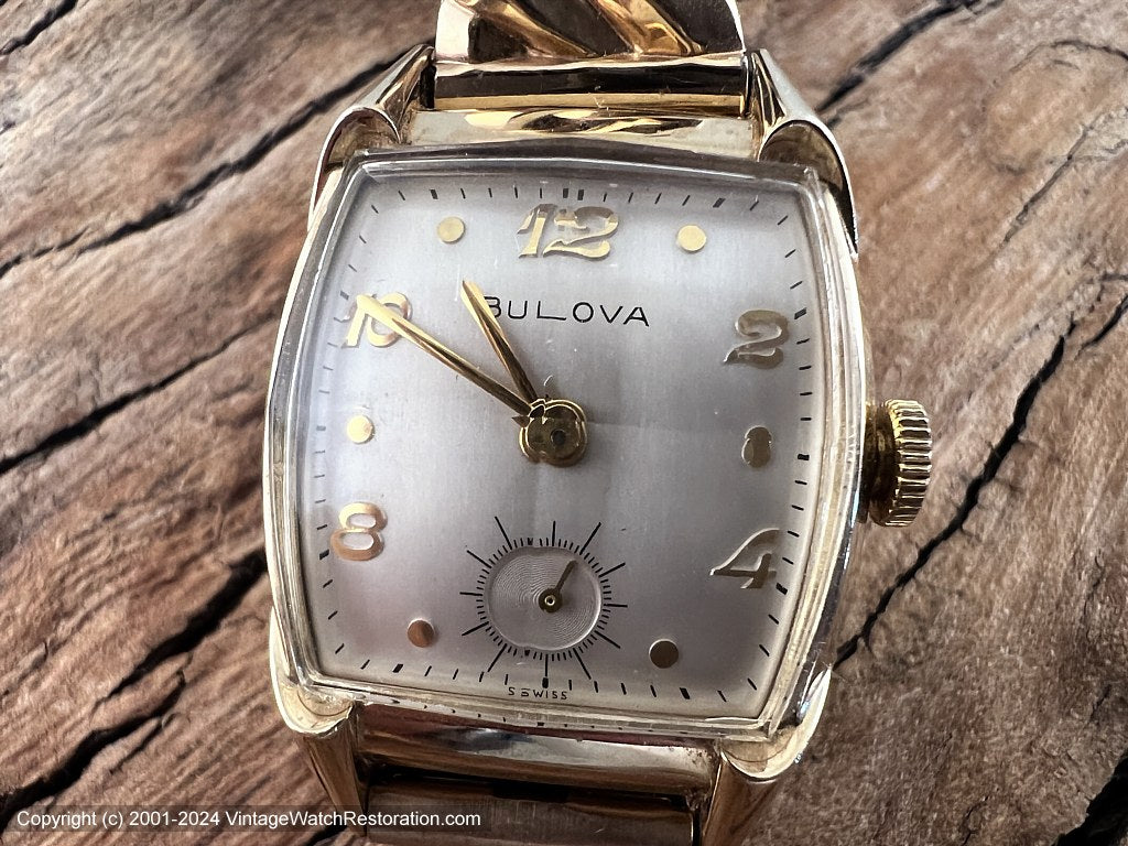 Bulova Rectangular with Perfect Pearly Dial and Quandrant Cut Crystal ...