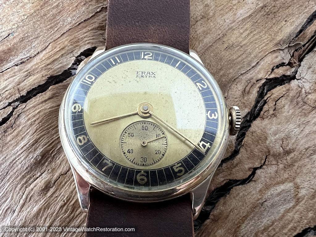 Erax 'Extra' Two-Tone Gold & Black Dial, Military Style, Manual, 33mm ...