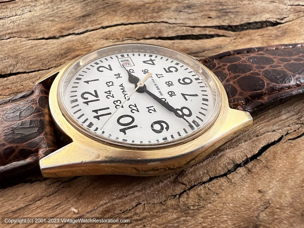 Cyma Railroad 24-Hour Super White Dial, Electric, 36 mm – Vintage Watch ...