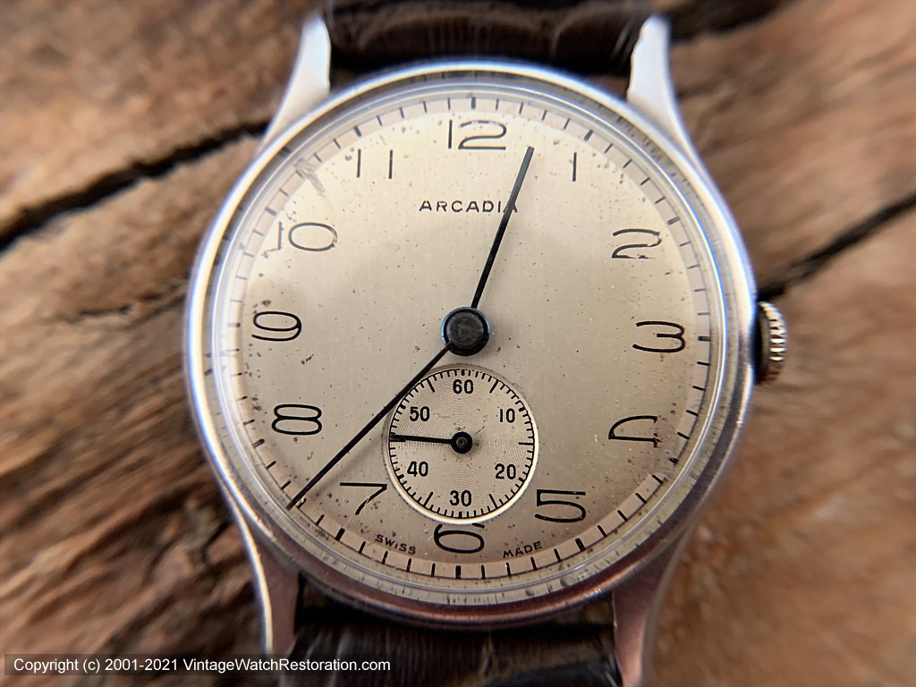 Arcadia Military Style Original Pale Bronze Dial with Fine Black Numer ...