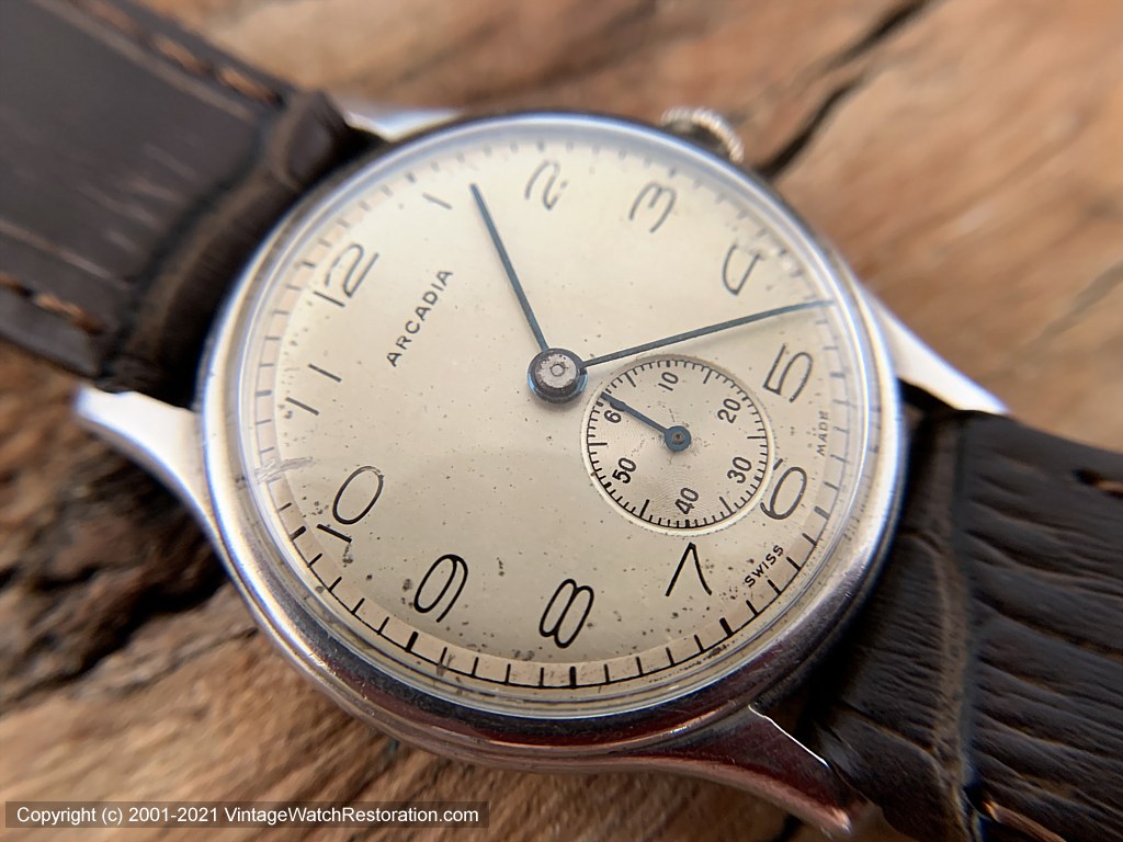 Arcadia Military Style Original Pale Bronze Dial with Fine Black Numer ...