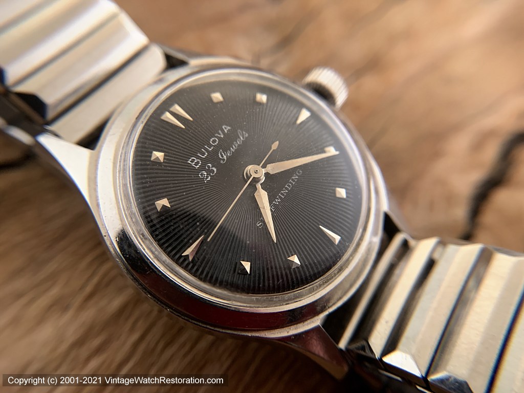 Bulova 23 Jewel Black Starburst Design Dial, Automatic, 32mm – Vintage ...