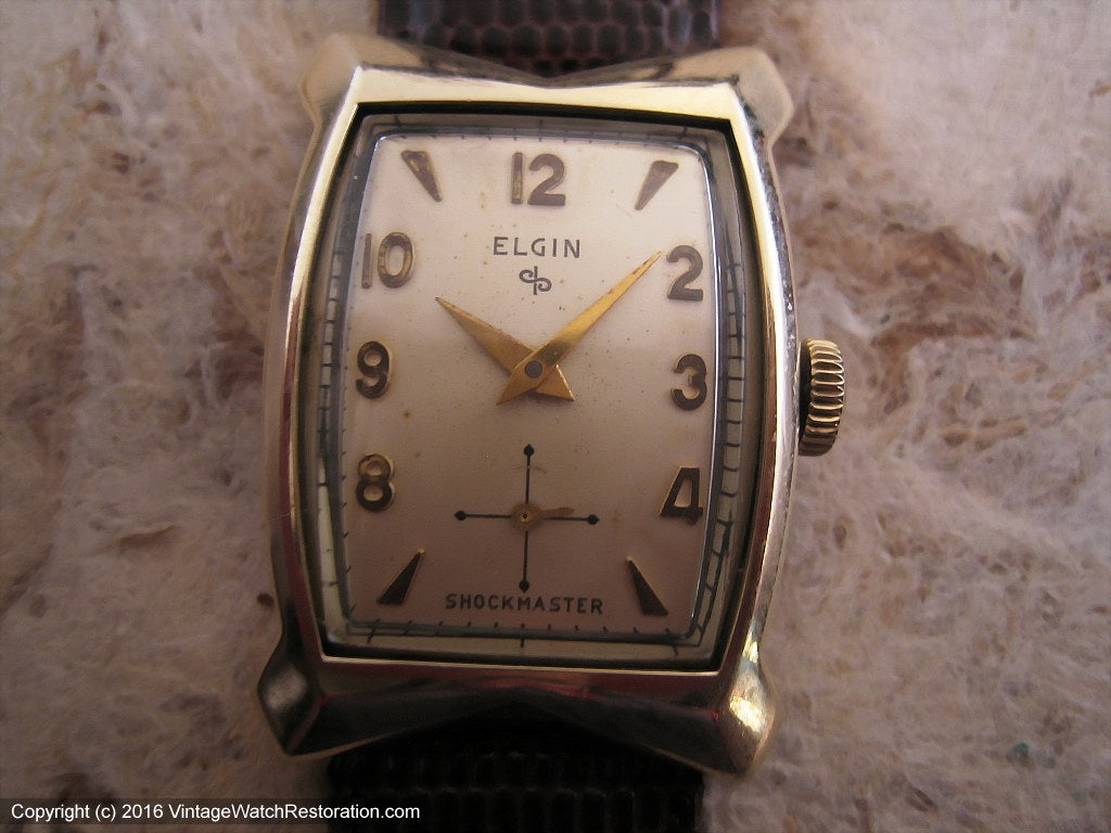 Elgin Shockmaster Tortoise Shaped Flared Case with Original Box and Br ...