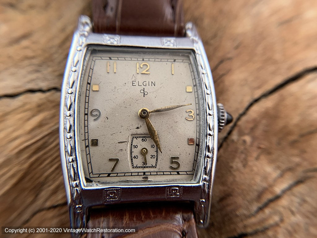 Elgin Barrel Decorative Case with Original Dial and Jewel Tipped Crown ...