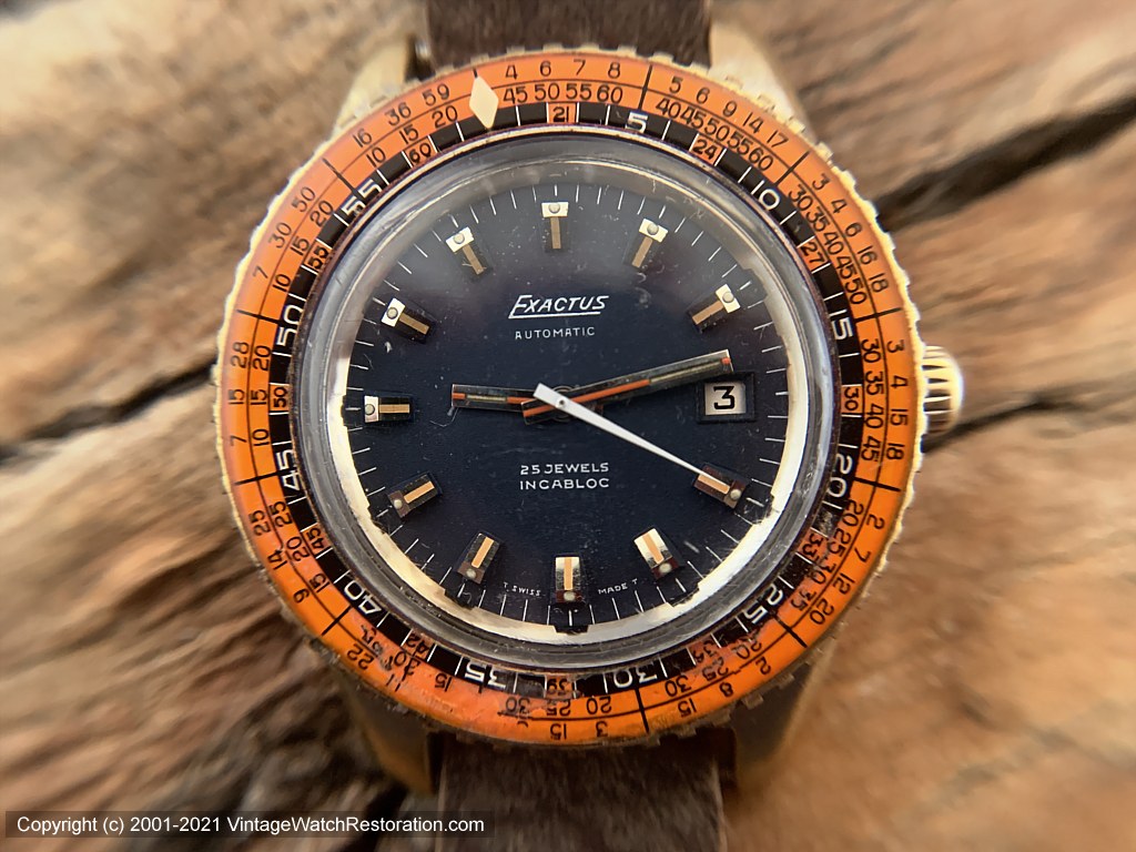 Exactus with Black Dial and Amazing Orange Bezel Ring, Date, Automatic ...