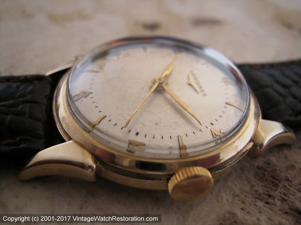Longines Original Pearl Dial in Fabulous Case with Great Curved Lug De ...