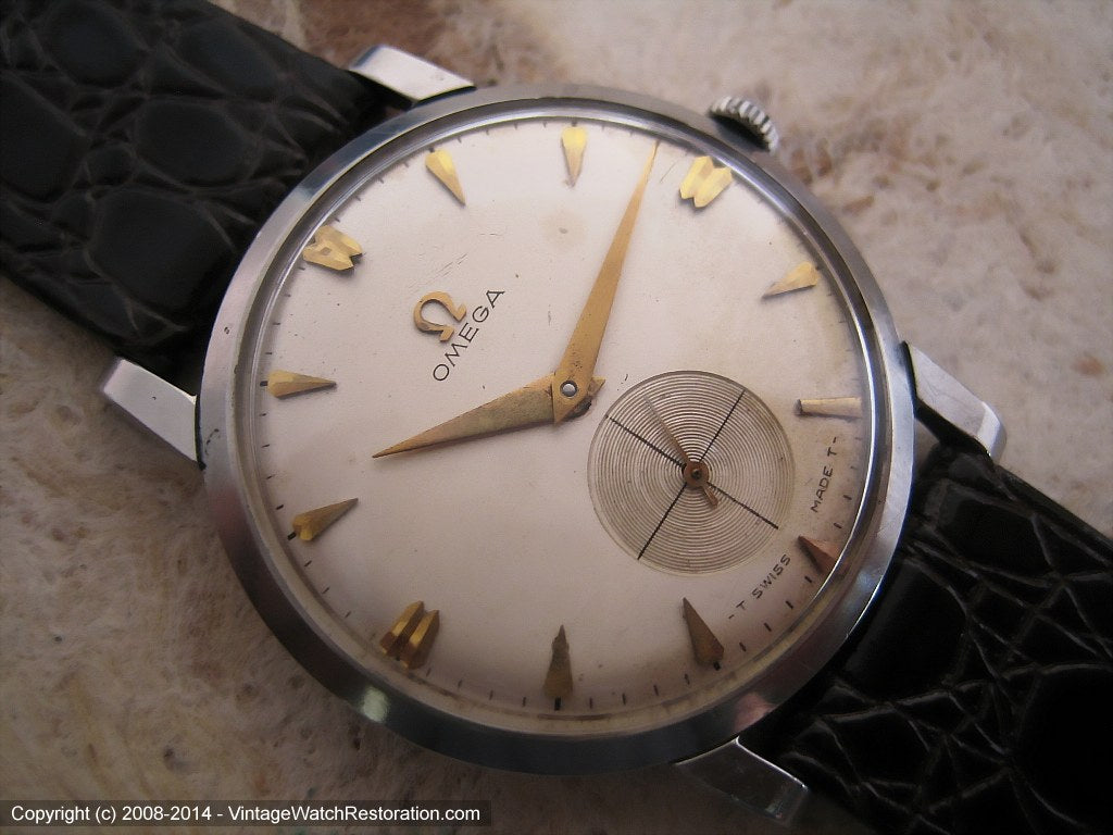 Thin Classic Omega Cal 510 with Off White Dial and Gold Chevron Marker ...