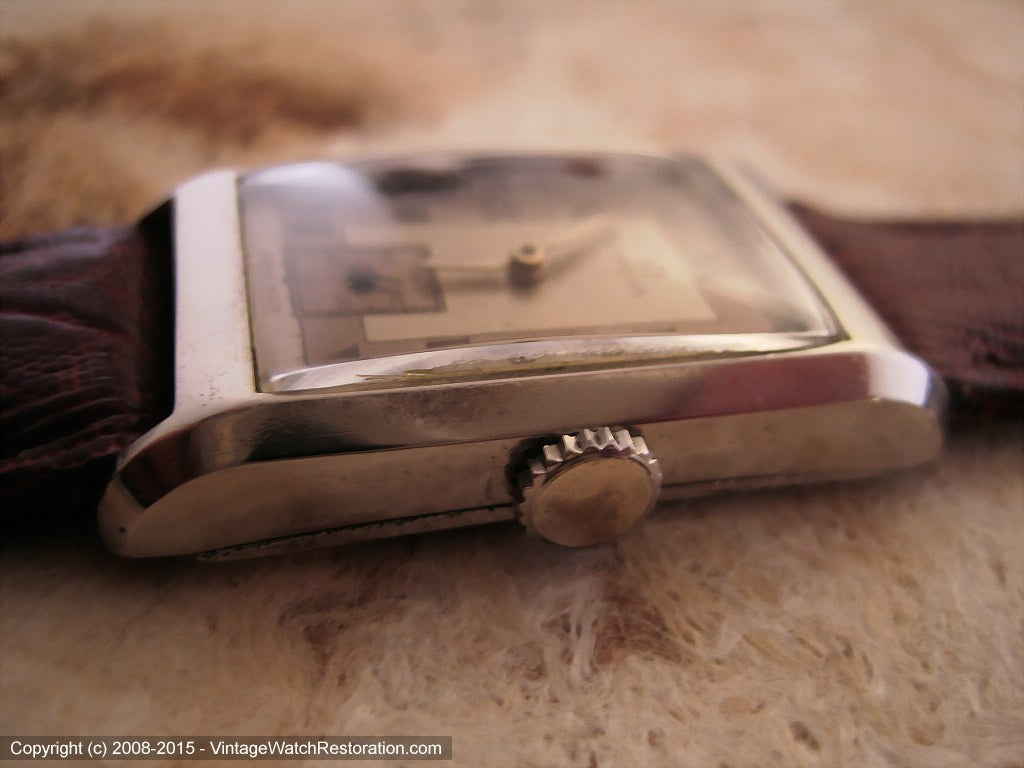 Omega Rare Rectangular Case Cal 17.8 with Two-Tone Roman Dial, Manual ...