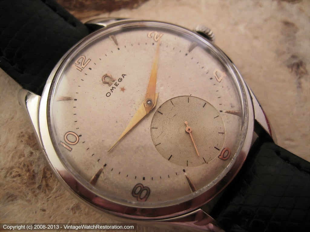 Huge Omega Red Star 20T2 with Original WWII Era Dial, Manual, Huge 38 ...