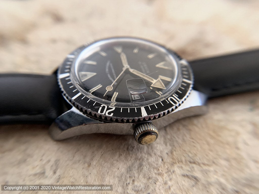Orvin Black Dial Divers with Date, Manual, Large 35mm – Vintage Watch ...