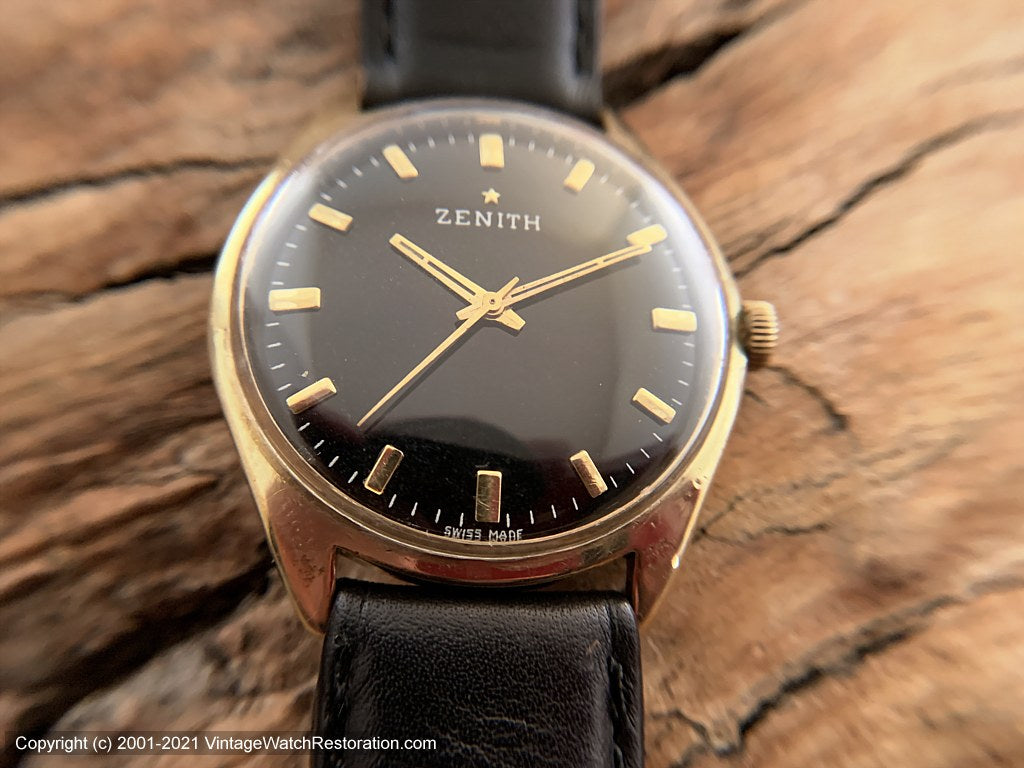 Zenith Black Dial, Gold Star, Cal 2542, Manual, Large 36mm – Vintage ...