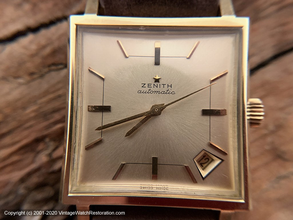 Zenith Square 'JFK' with Date at 4:30, Automatic, 30x30mm – Vintage ...